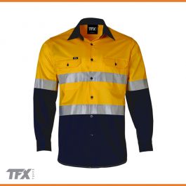 TFX Long Sleeve Hi-Vis Lightweight Taped Cotton Drill Shirt at SafePak ...